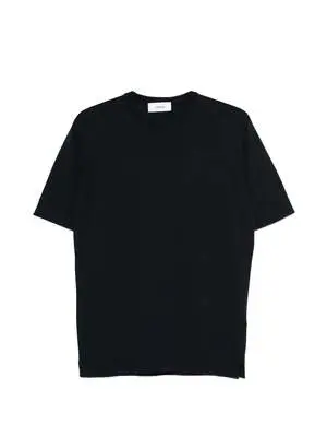 LARDINI Ribbed Cuff And Hem T-shirt With Crew Neck Size - Blue