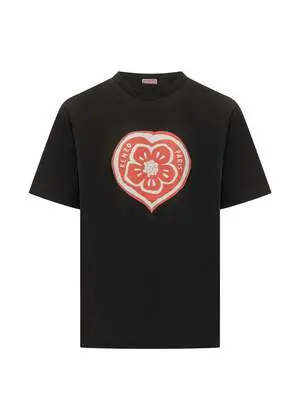 Kenzo Round Neck T-shirt With Bold Artwork - Black