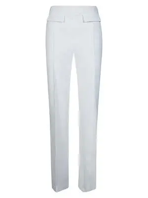 Elisabetta Franchi Double Stretch Crêpe Trousers With Embroidered Logo - Beige