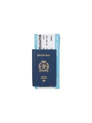 Balenciaga Leather Passport Wallet 20 Cm X 9.9 Cm X 1.5 Cm - Blue