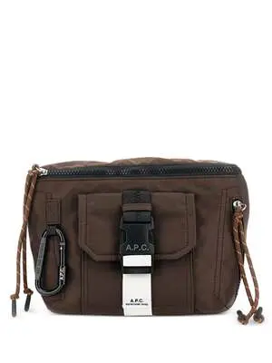 A.p.c. Mini Front Pocket Nylon Bag With Carabiner - Brown