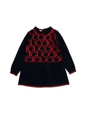Gucci Logo Jacquard Long Sleeve Dress