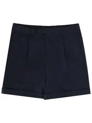 LARDINI Pleated Cuffed Cotton-blend Trousers - Blue