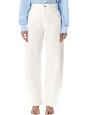 THE FRANKIE SHOP Relaxed Fit Barrel Leg Cotton Pants - White
