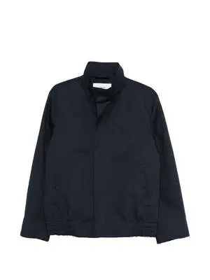 LARDINI High Collar Jacket With Button And Zip Closure - Blue