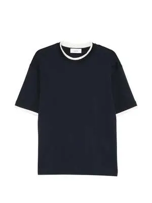LARDINI Contrasting Trimmed Short Sleeve T-shirt Size - Blue