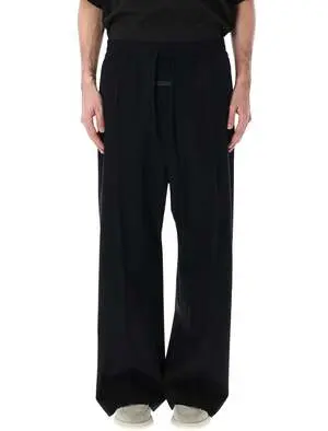 Fear Of God Wide-leg Drawstring Cotton-wool Oxford Trousers - Black