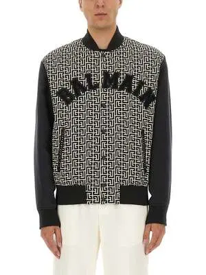 Balmain Varsity Monogrammed Jacket With Patches - Multicolour