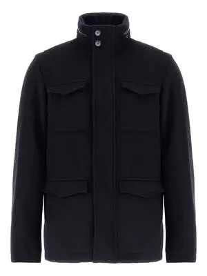 Herno Wool Cashmere And Ecoage Field Jacket - Blunavy