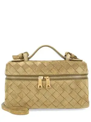 Bottega Veneta Mini Vanity Case In Woven Leather - Green
