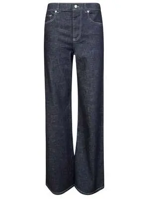 Marni Embroidered-logo Wide-leg Trousers - Blu
