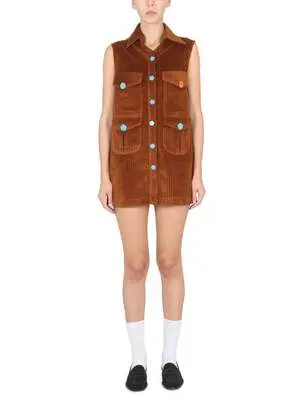 CORMIO Corduroy Button-up Mini Dress - Brown