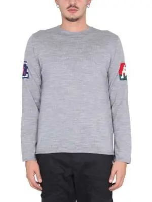 Comme Des Garçons Graphic Knit Wool Pullover - Grey