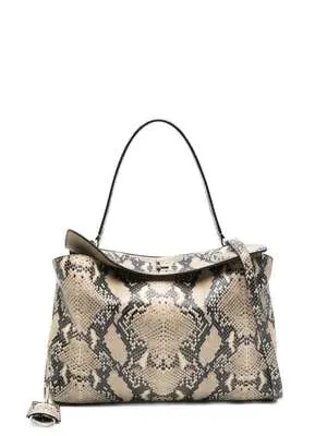 Balenciaga Rodeo Handbag Medium Python Embossed Calfskin - Beige
