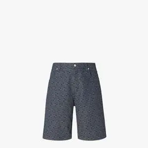 Fendi Denim Bermuda Shorts With All-over Ff Logo - Blue
