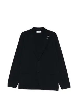 LARDINI Notched Lapel Cardigan - Blue