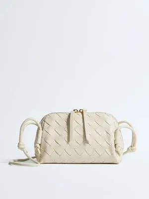 Bottega Veneta Mini Flat Pocket Bag With Adjustable Strap 18.5 X 11.5 X 8.5 Cm - Bianco