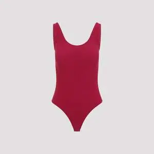 Wolford Slim Fit Scoop Neck Bodysuit - Red