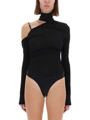Versace Asymmetrical One-shoulder Body Top - Black