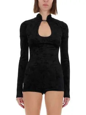 Versace Keyhole Long-sleeve Top - Black