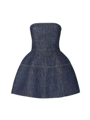 Fendi Strapless Mini Bustier Dress With Balloon Skirt - Navy
