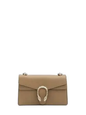 Gucci Dionysus Medium Shoulder Bag In Gg Supreme And Suede - Beige