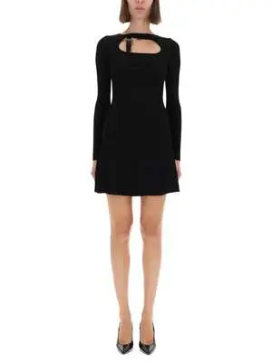 Versace Cutout Long Sleeve Mini Dress - Black