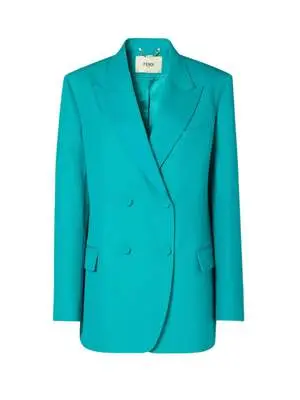 Fendi Double-breasted Wool Blazer - Light Blue