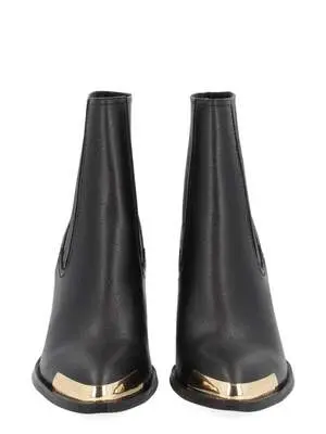 Versace Metallic Cap Toe Ankle Boots