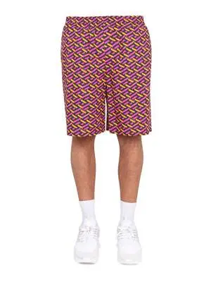 Versace La Greca Print Silk Shorts - Multicolour
