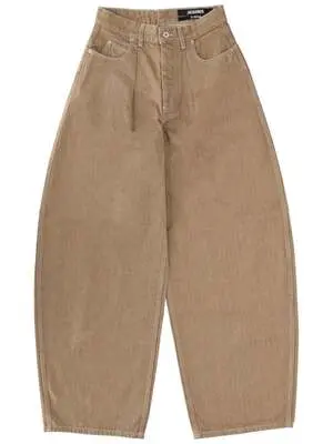 Jacquemus Ovalo De Nîmes Pleated Barrel-leg Jeans - Beige