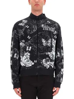 Versace Full Zip Sweatshirt With Graphic Print