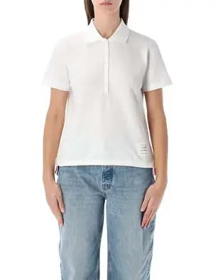 Thom Browne Piqué Rwb Stripe Relaxed Fit Polo - White
