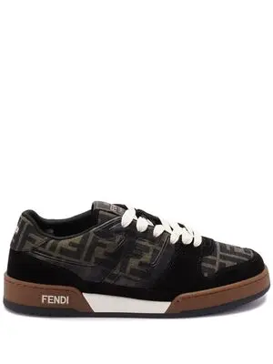 Fendi Ff Jacquard Sneakers With Semi-translucent Appliqu - Marrone