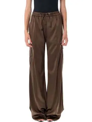 TOM FORD Stretch Silk Satin Cargo Pajama Pants - Brown