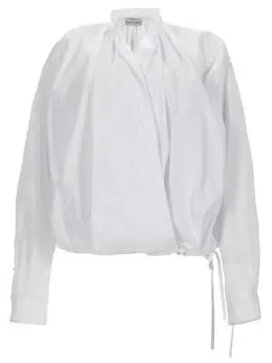 Dries Van Noten Cotton Drawstring Hem Blouse - White