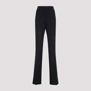 TOM FORD Sequined Wool Blend Crepe Tailored Straight Leg Pants - Black
