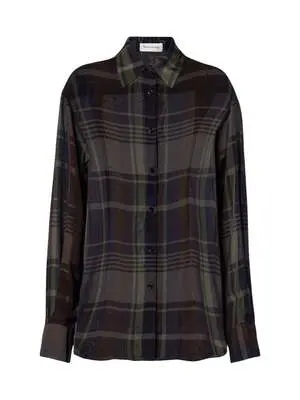 THE FRANKIE SHOP Translucent Plaid Long Sleeve Shirt