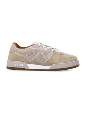 Fendi Ff" Jacquard Low-top Sneakers - Beige