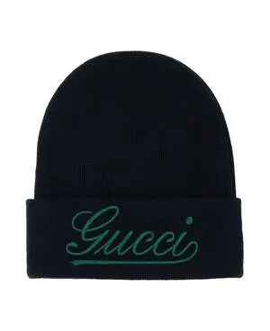 Gucci Wool Beanie With Embroidery - Blue