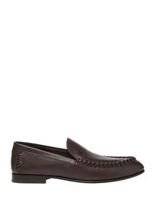Fendi Leather Loafers With Braided Detailing - Brown