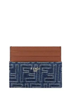 Fendi Mini Card Holder With 6 Slots And Central Pocket 10x8 Cm - Blue