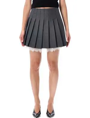 SELF-PORTRAIT Pleated A-line Mini Skirt - Grigio