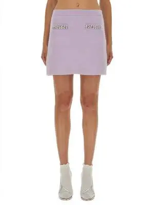 SELF-PORTRAIT Embellished Knit Mini Skirt - Lilac