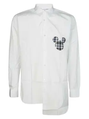 Comme Des Garçons Asymmetrical Hem Checkered Print Shirt X Be@rbrick - Bianco
