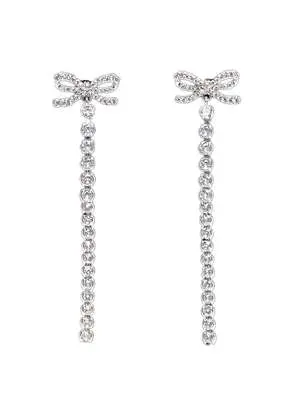 SELF-PORTRAIT Bow & Pearl Drop Earrings - Silver
