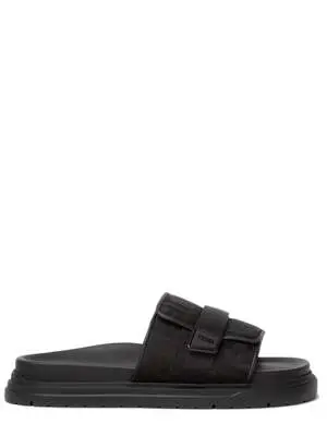 Fendi Jacquard Nylon Adjustable Comfort Sandals - Nero