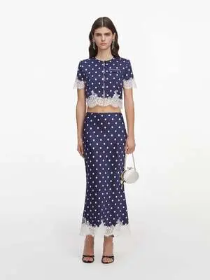 SELF-PORTRAIT Sophisticated Mini Skirt With Appliqué Detail - Blu