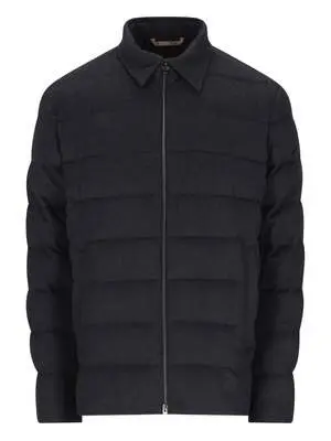 Herno HERNO Short Puffer Jacket With Zip-Up And Stand Collar Blunavy
