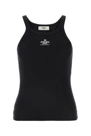 Fendi Ribbed Cotton Logo Tank Top